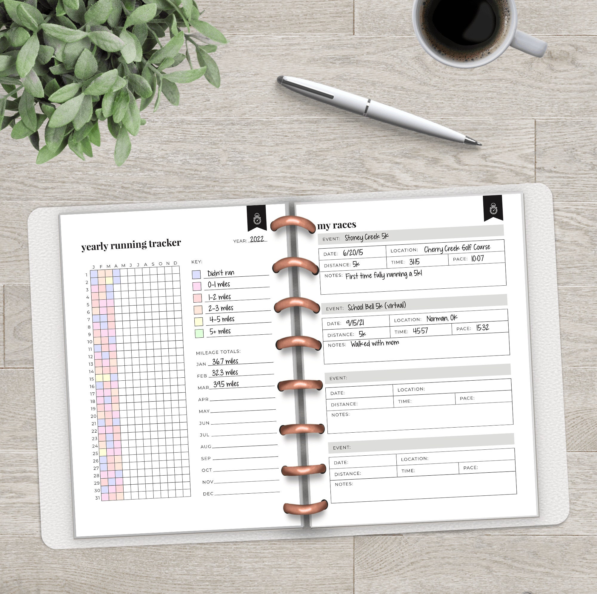 Running Tracker Kit, Fitness Planner, Couch to 5K Plan, Race Log ...