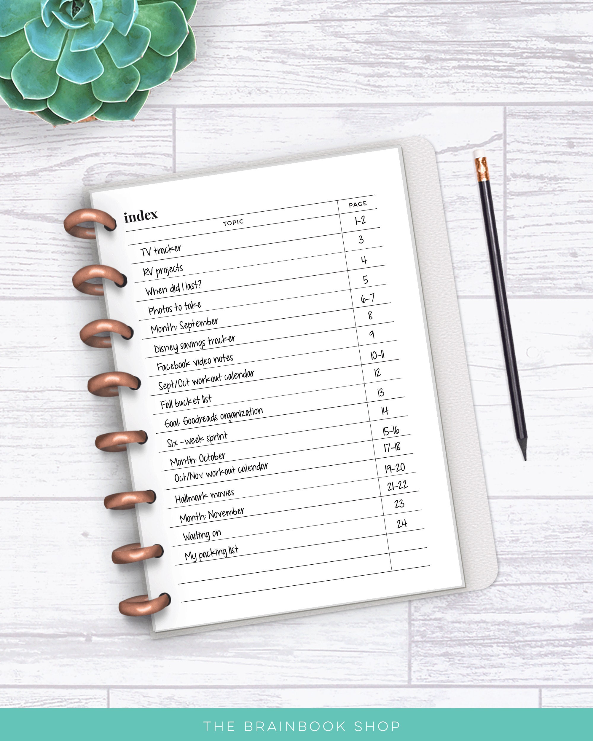 Master Index Printable, Bullet Journal Index, Index Page, Table of ...