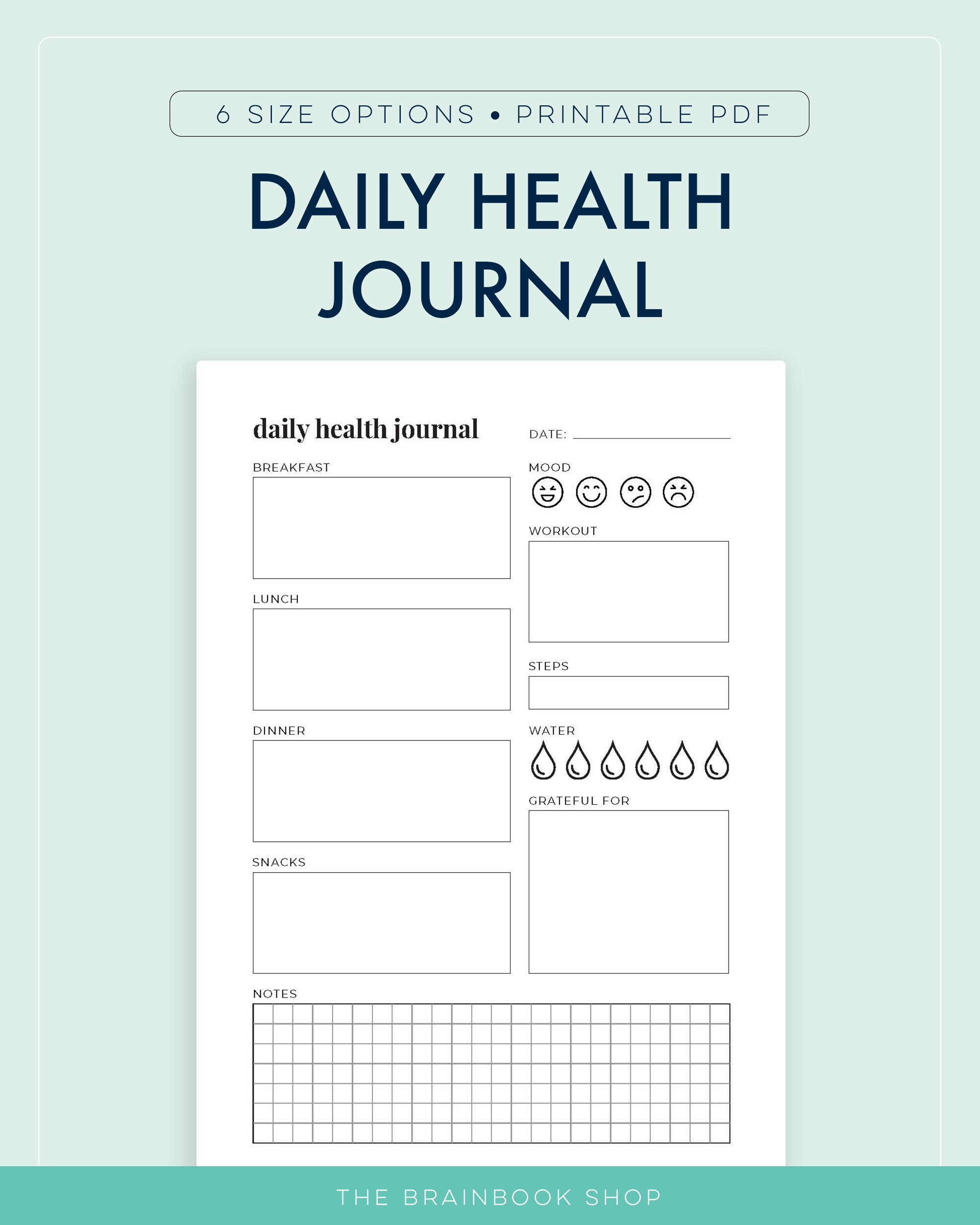 Daily Health Journal, Wellness Journal, Mental Health Tracker, Health ...