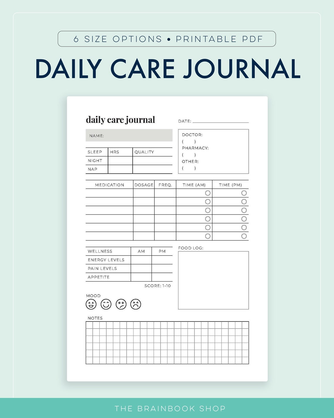 EDITABLE Daily Caregiver Journal, Caregiving Log, Caregiving Tracker ...