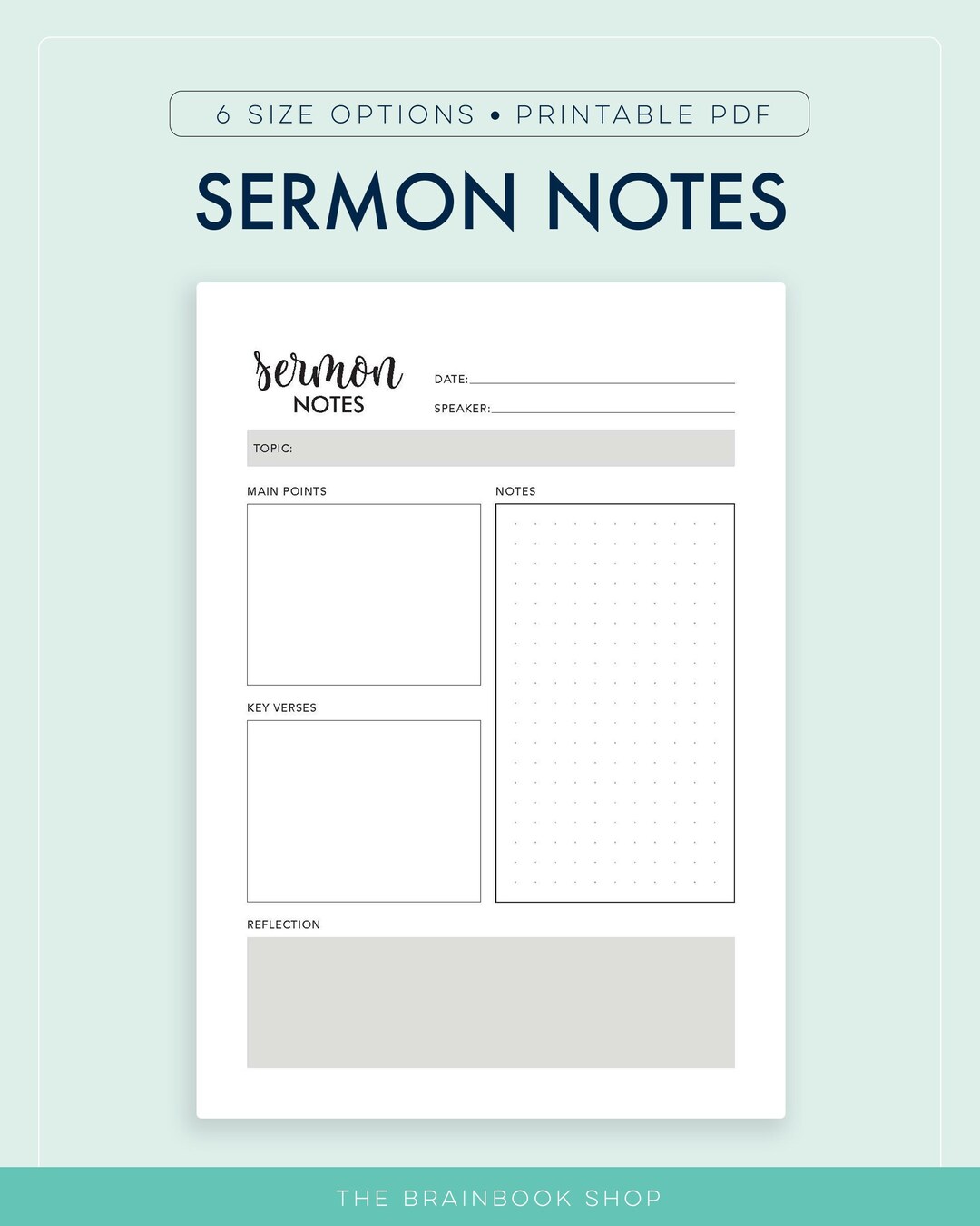 Sermon Notes, Bible Planner, Church Note Taking, Faith Journal ...
