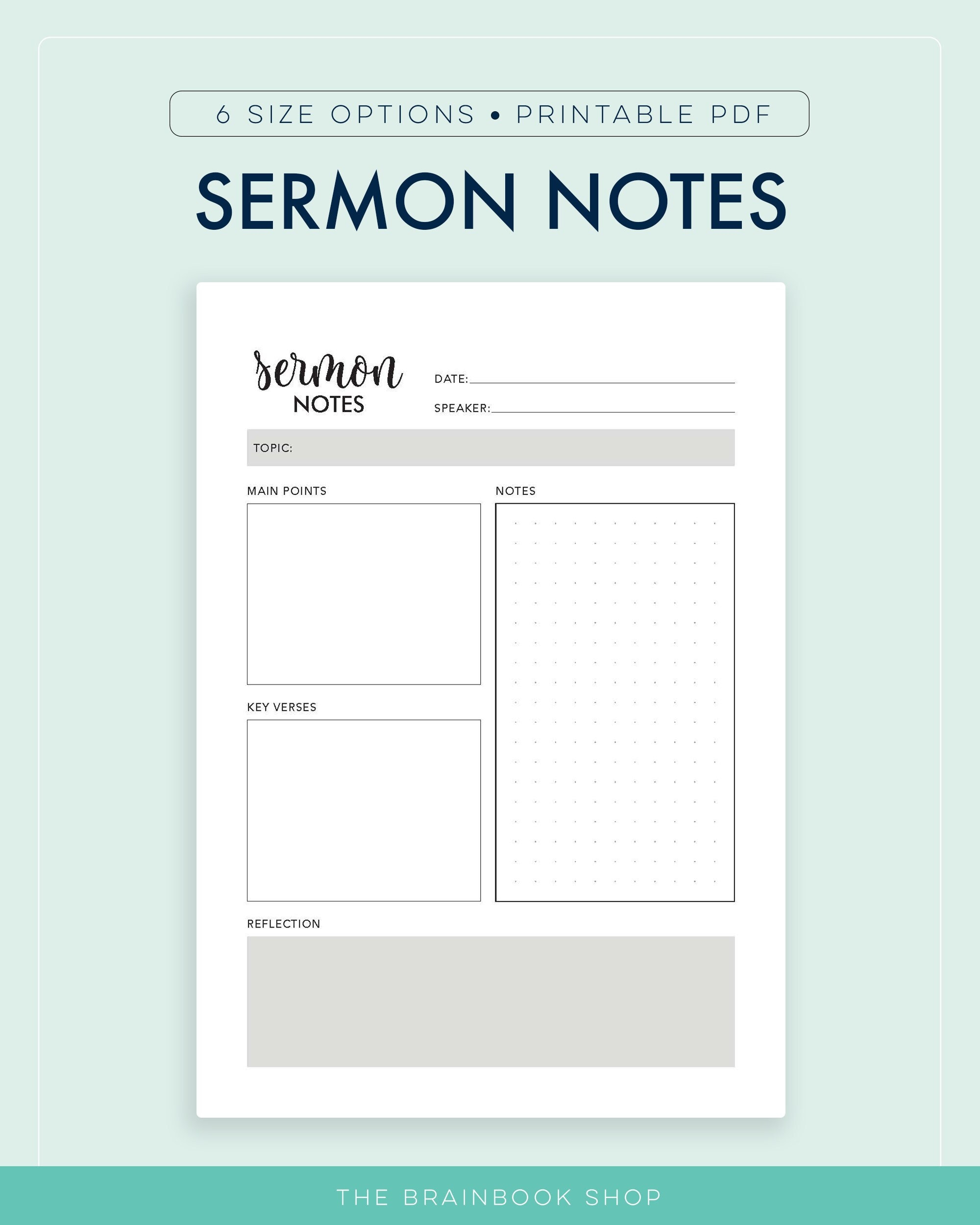 Sermon Notes, Bible Planner, Church Note Taking, Faith Journal ...