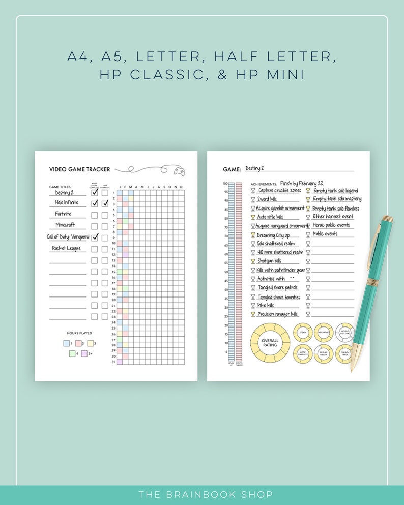 Video Game Tracker Gaming Journal Printable Gamer Log A4 - Etsy