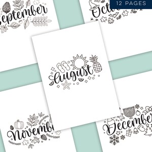 Monthly Cover Pages Printable Month Coloring Pages Seasonal - Etsy