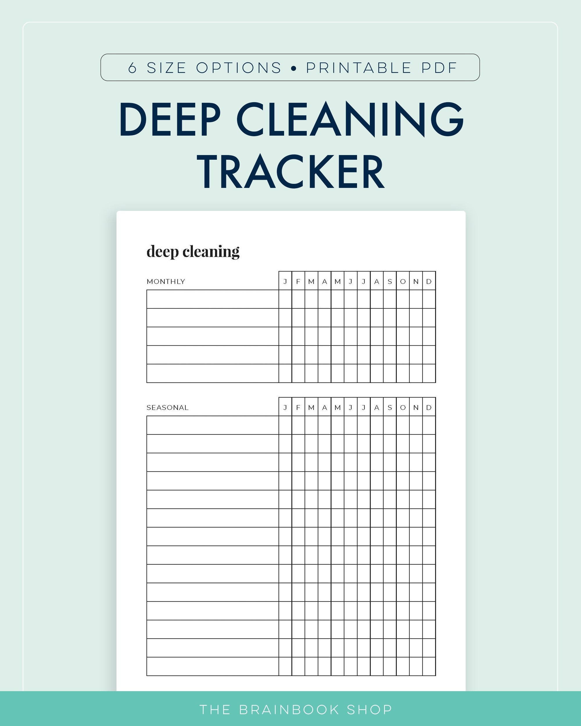 Deep Cleaning Tracker, Printable Cleaning Schedule, Spring Cleaning ...