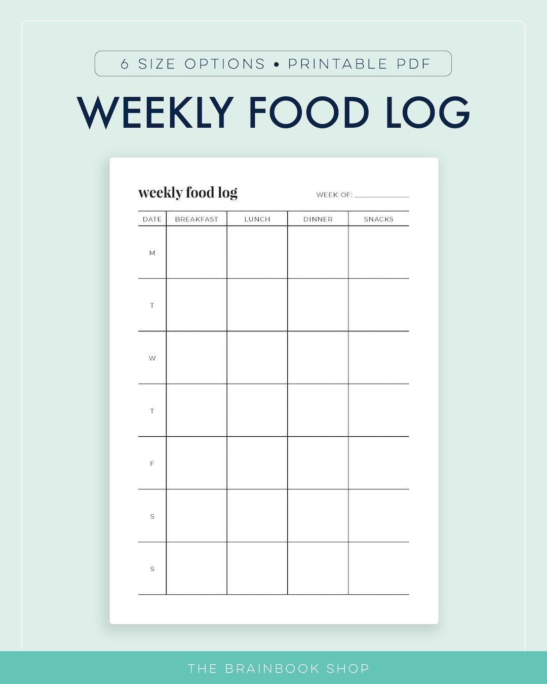 Weekly Food Log, Food Diary, Food Journal, Food Tracker Printable || A4 ...