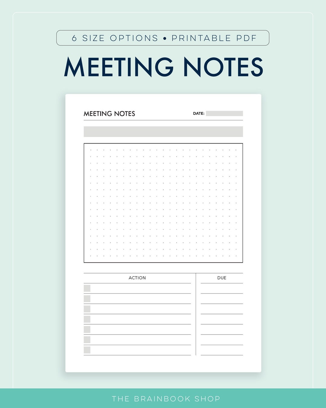 Meeting Notes, Note Taking Template, Planner Note Page, Simple Meeting ...