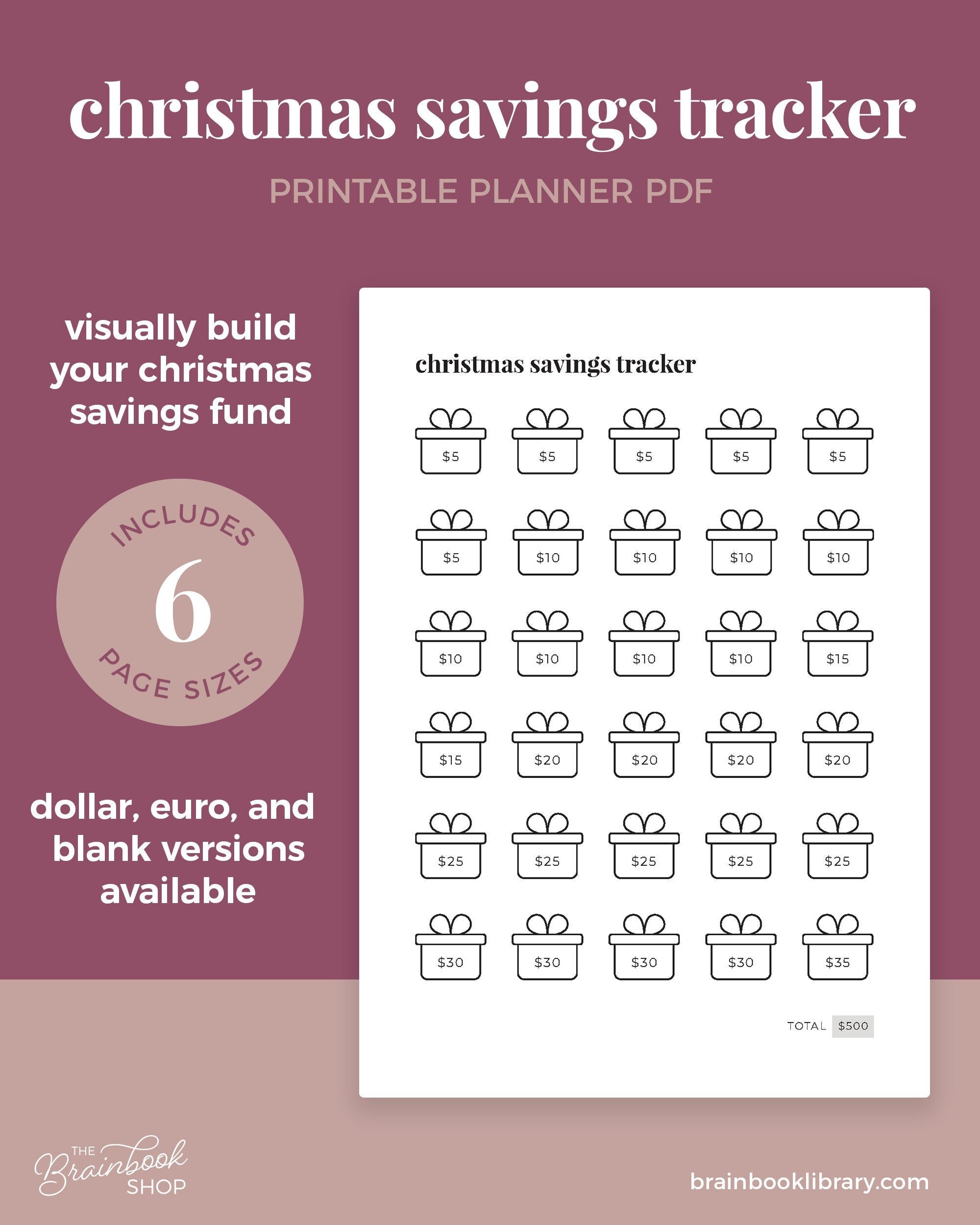 Christmas Savings Tracker, Money Challenge, Holiday Planner, Christmas ...