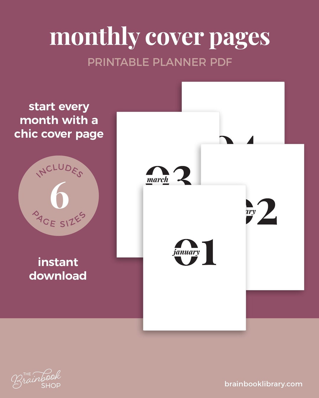 Monthly Cover Pages, Printable Monthly Inserts, Monthly Dividers || A4 ...