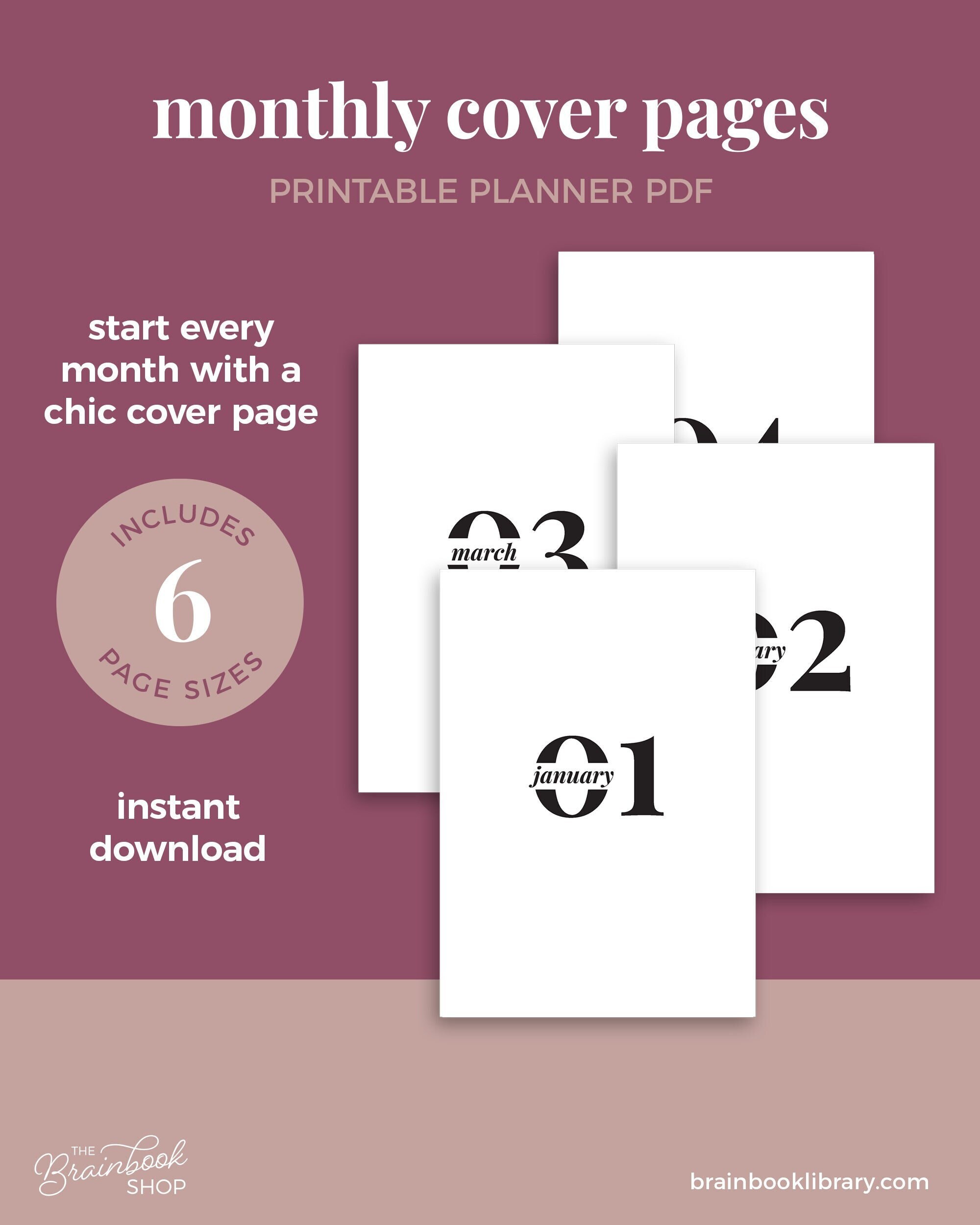 Monthly Cover Pages Printable Monthly Inserts Monthly - Etsy