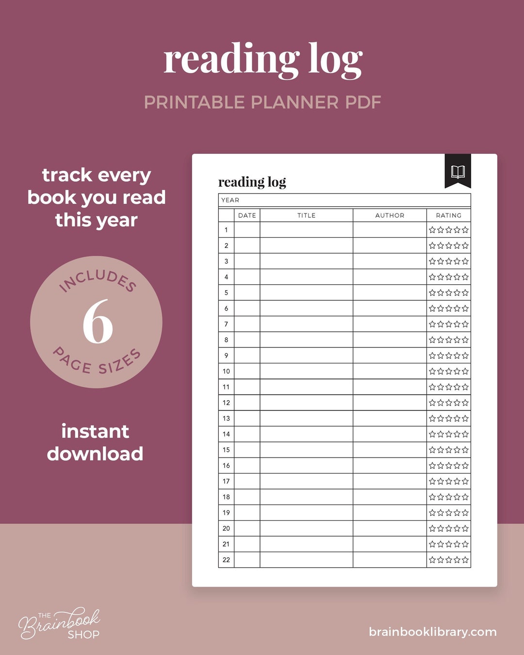 Reading Log, Book Log, Reading Tracker, Book Reading List, Reading ...