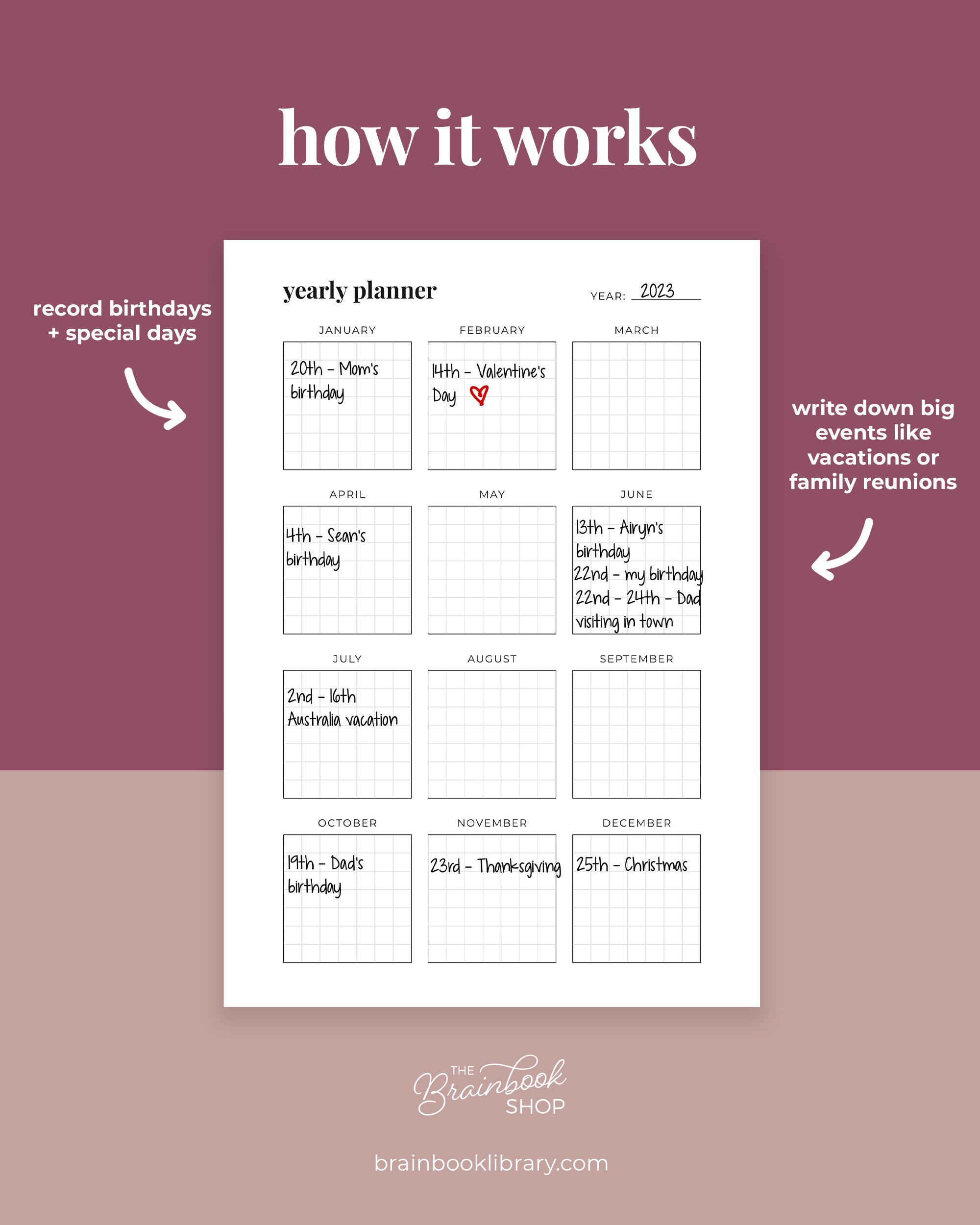 Yearly Planner, Year at a Glance, Important Dates, Plan Your Year, Year ...