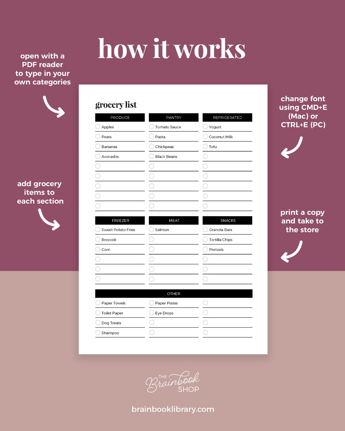 EDITABLE Grocery List PDF Form Master Shopping List - Etsy
