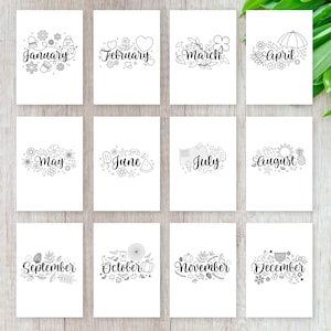 Monthly Cover Pages, Printable Month Coloring Pages, Seasonal Monthly ...