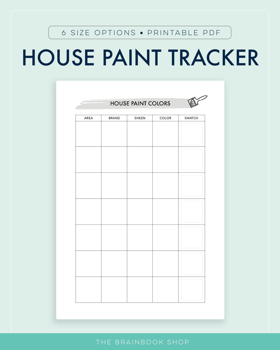 House Paint Swatch and Color Tracker || A4 / A5 / Letter / Half Letter ...