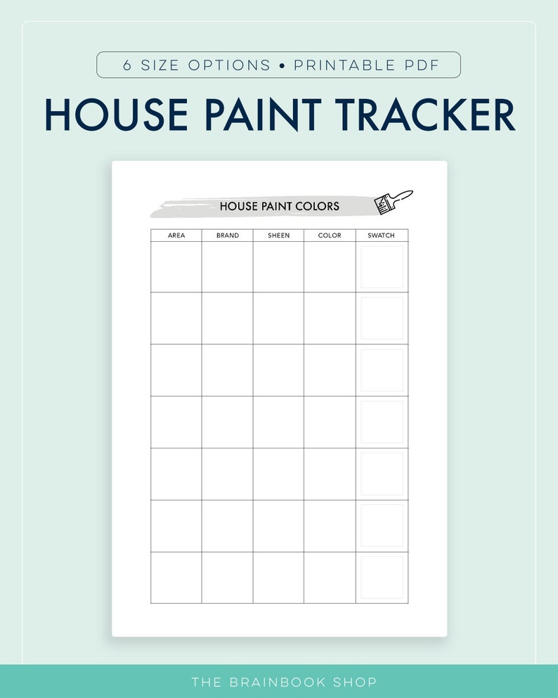 House Paint Swatch and Color Tracker || A4 / A5 / Letter / Half Letter ...