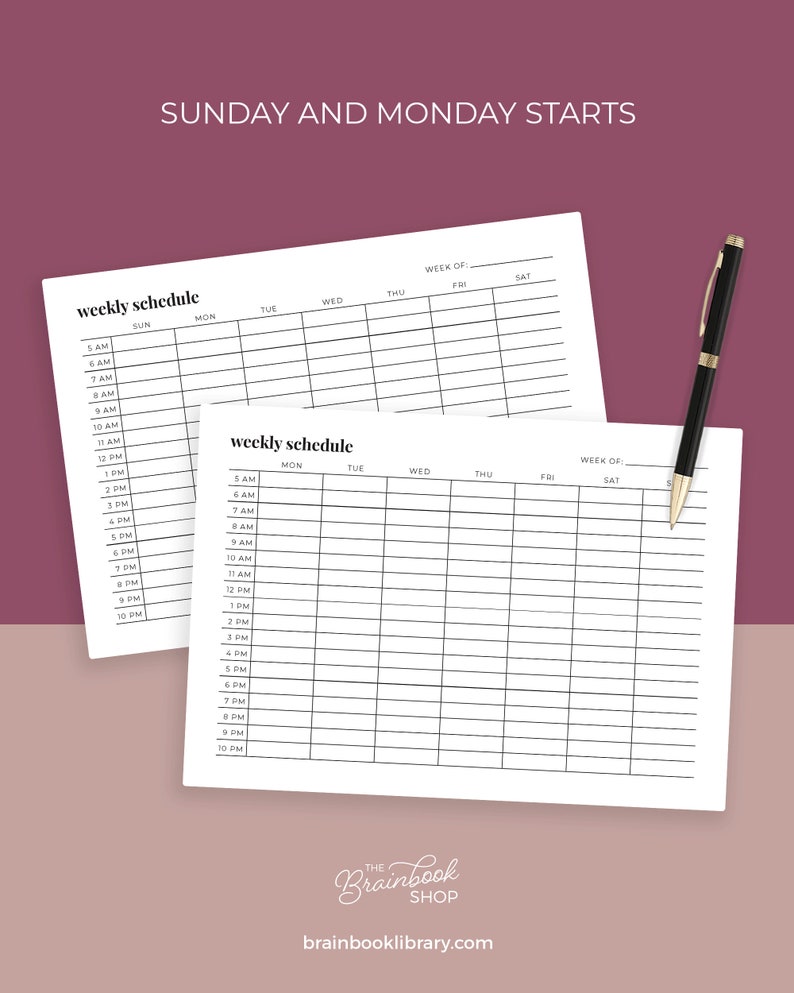 Weekly Schedule Printable, Weekly Planner, Hourly Weekly Schedule ...