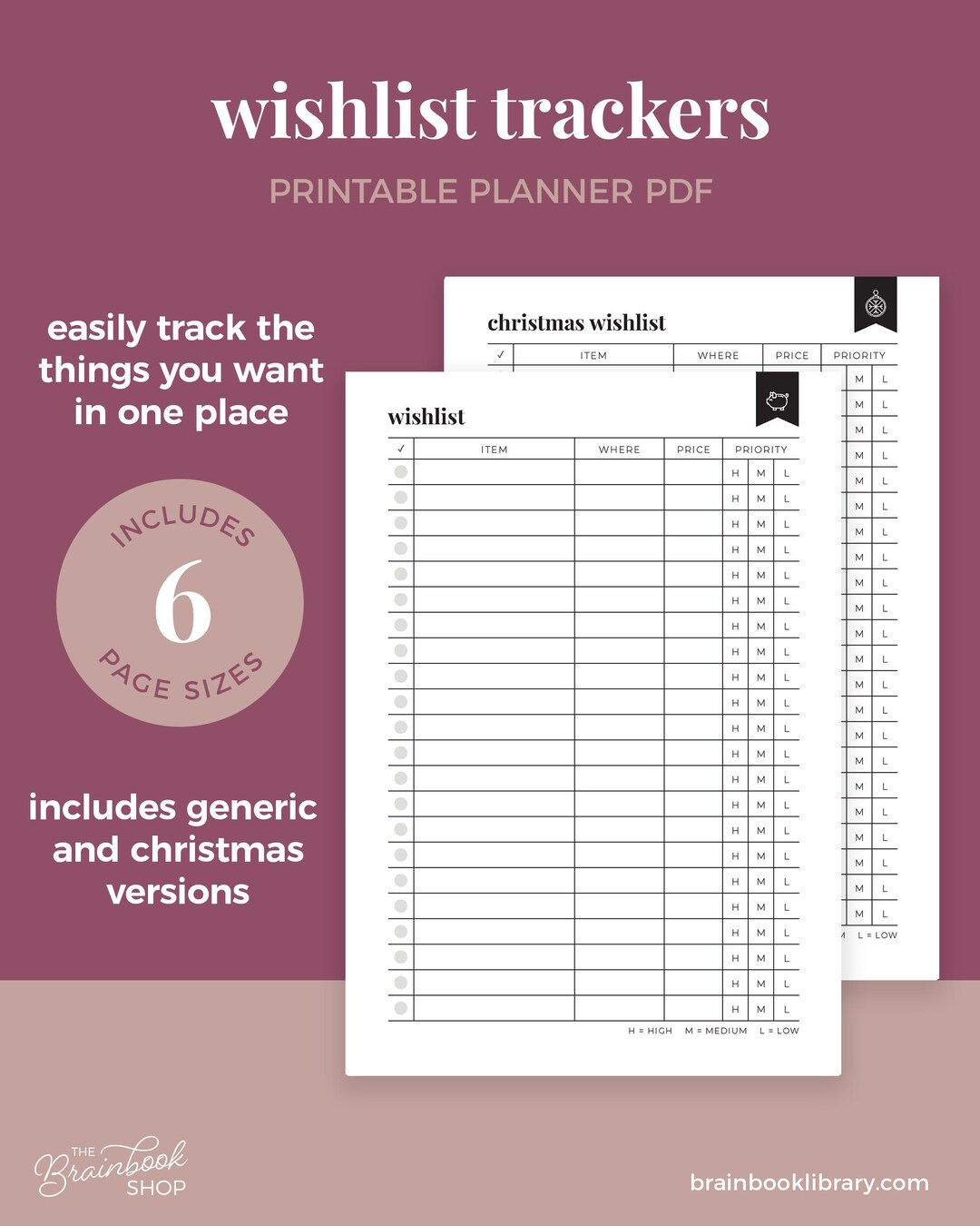 Wishlists, Christmas Wishlist, To-buy List, Wish List Tracker || A4 ...
