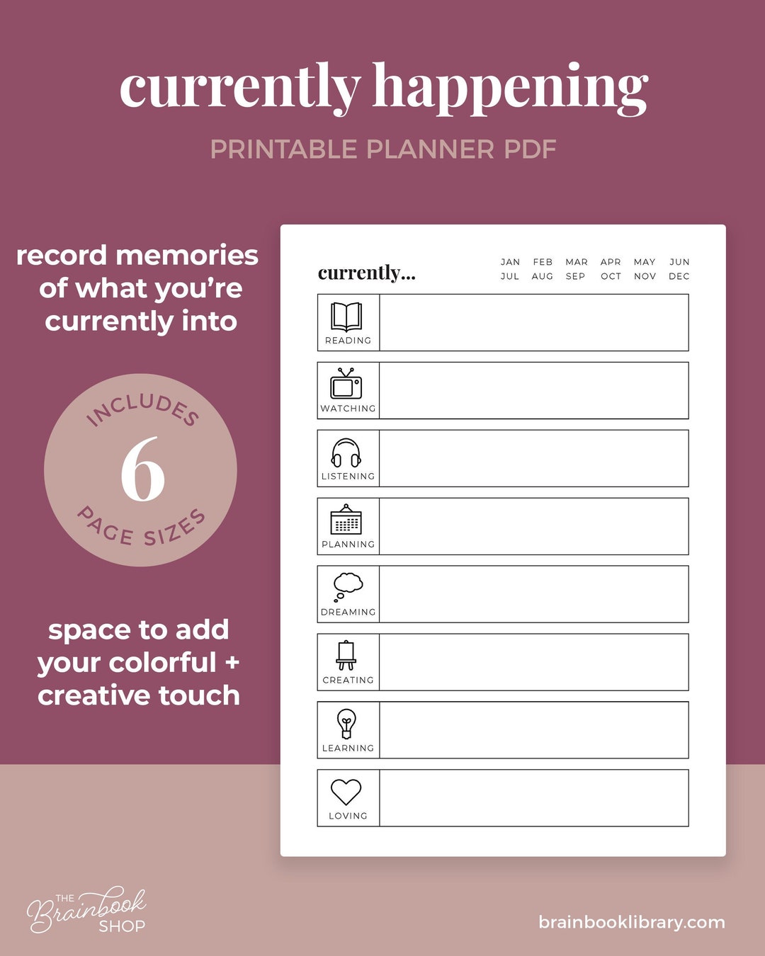 Currently Happening Memory Tracker, Reading, Loving, Watching, Monthly ...
