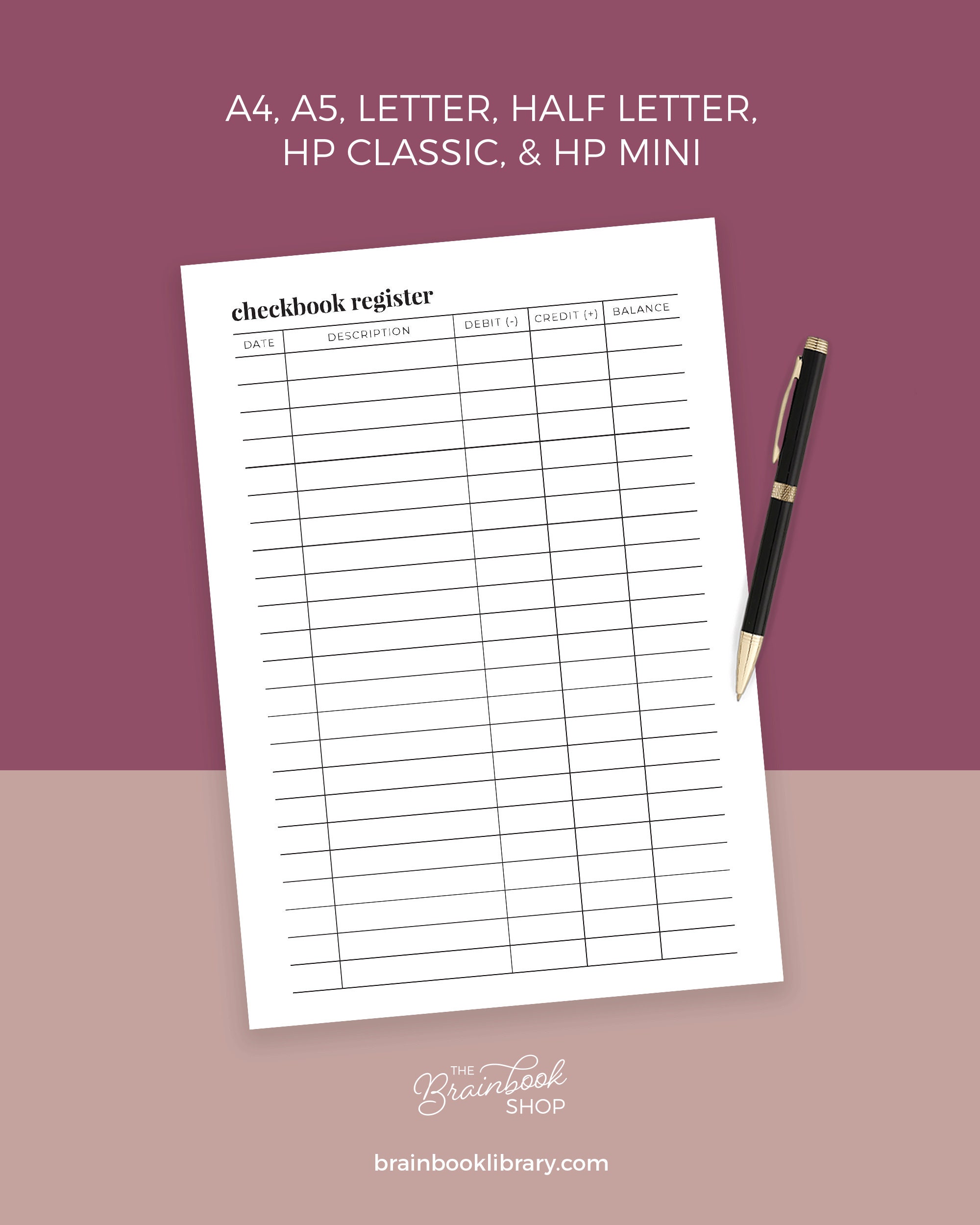 Checkbook Register, Checkbook Log Printable, Transaction Tracker || A4 ...