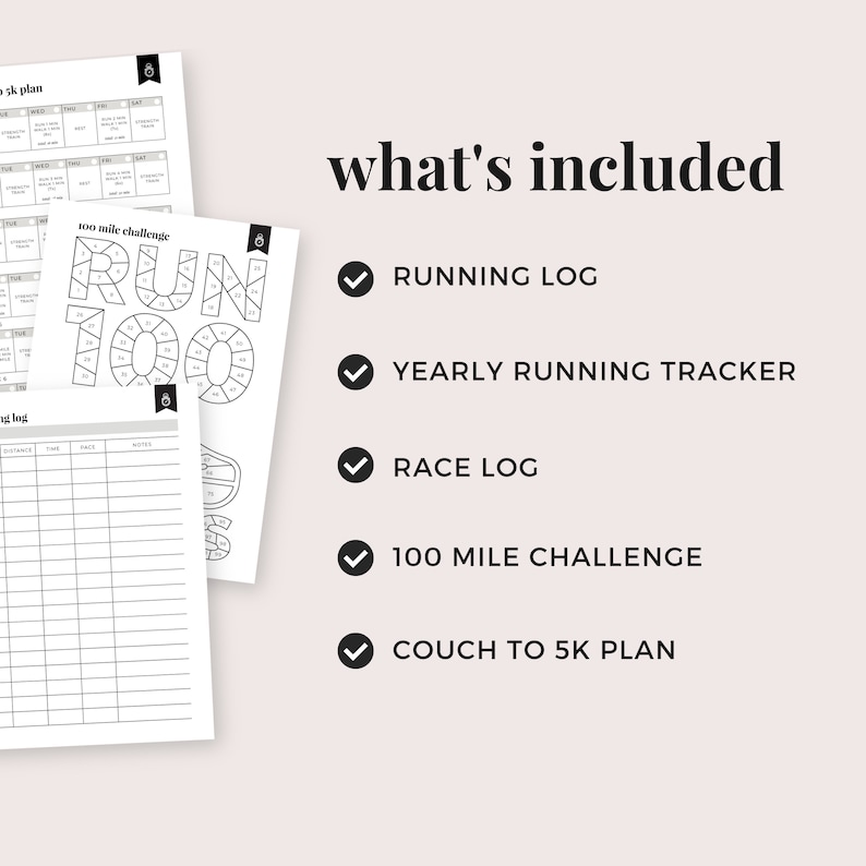 Running Tracker Kit, Fitness Planner, Couch to 5K Plan, Race Log ...