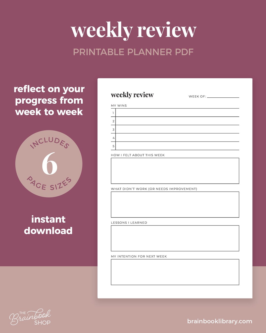 Weekly Review, Week in Review, Weekly Reflection, Weekly Journal || A4 ...