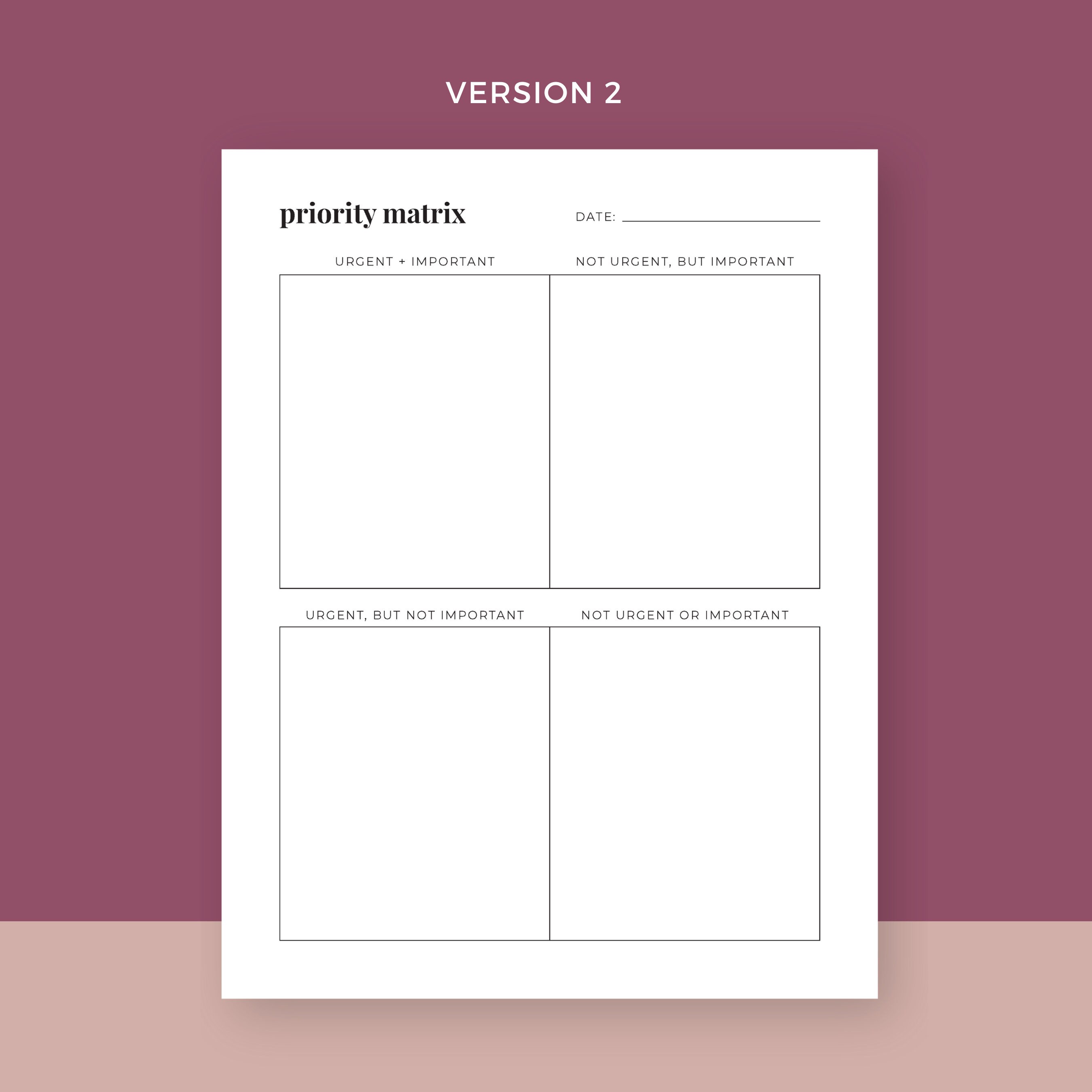 Priority Matrix Task Tracker, Stay on Top of Your to Do List, Decision ...