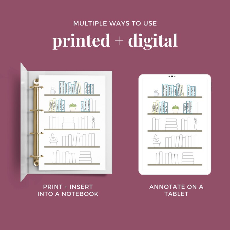 Bookshelf Reading Trackers, 100 50 Book Options, Insert Into Reading ...
