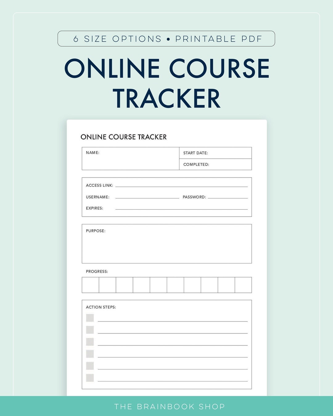 Online Course Tracker, Class Notes, Progress Log || A4 / A5/ Letter ...