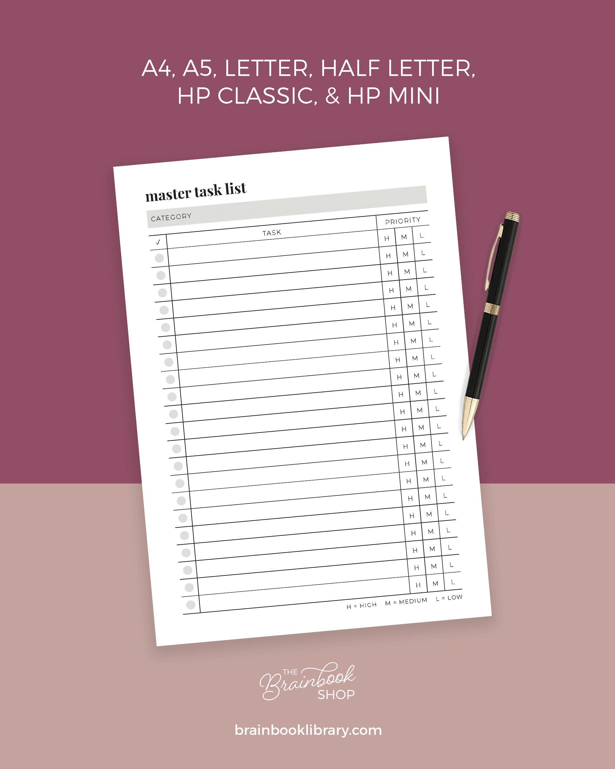 Master Task List, To-do List, Task Planner, Task Manager, Task Tracker ...