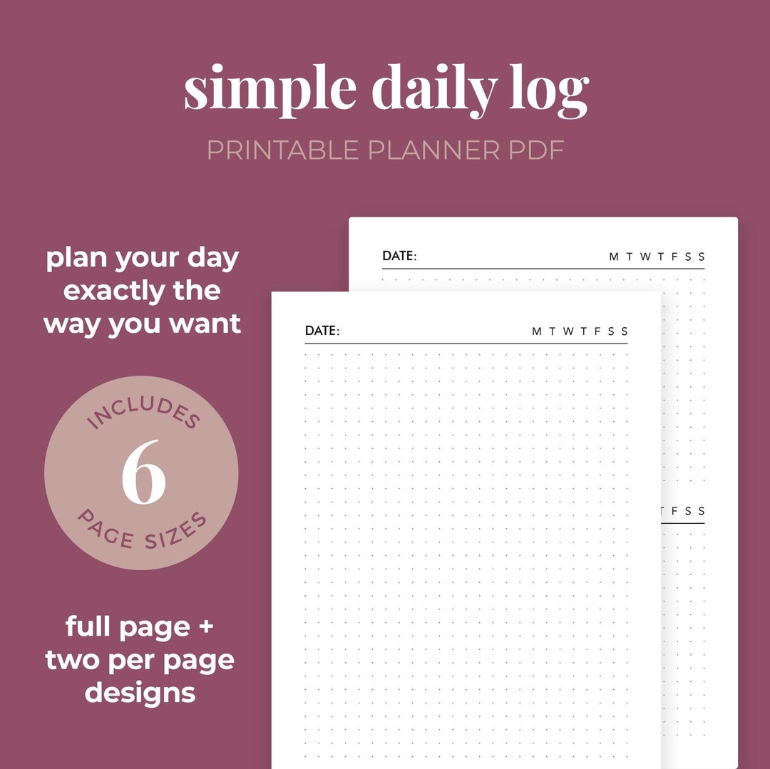 Simple Daily Log, Minimalist Day Planner, Bullet Journal Printable ...