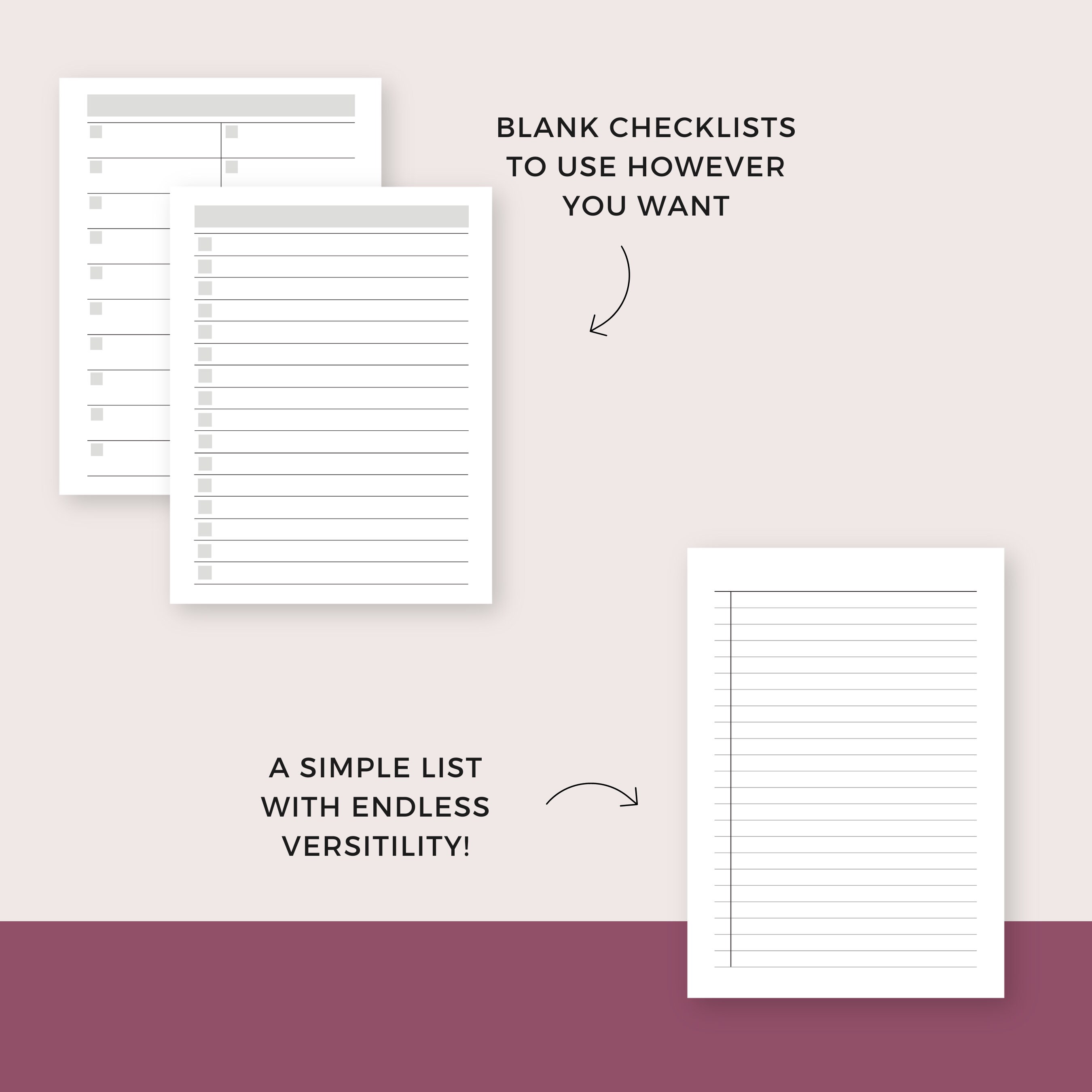 To Do List Printable Digital Bundle, PDF Checklists, Weekly Task List ...