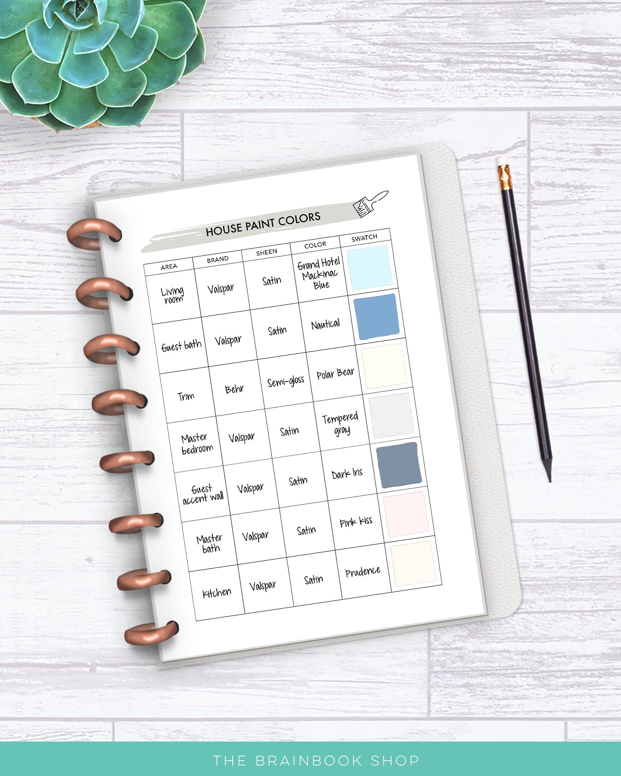 House Paint Swatch and Color Tracker || A4 / A5 / Letter / Half Letter ...