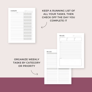 To Do List Printable + Digital Bundle, PDF Checklists, Weekly Task List ...