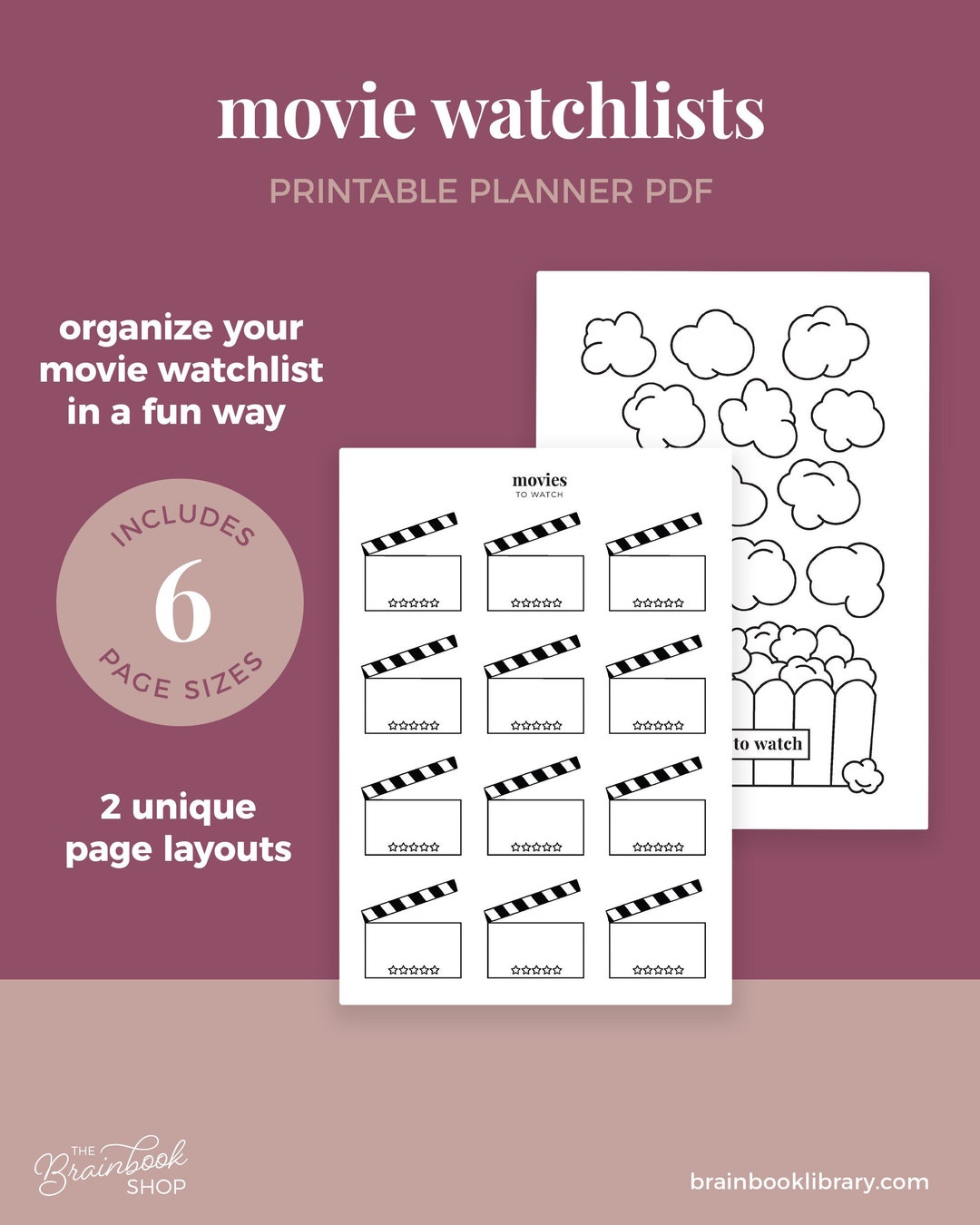 Movie Watchlists, Movie Log, Film Tracker Printable, Movies to Watch A4 ...