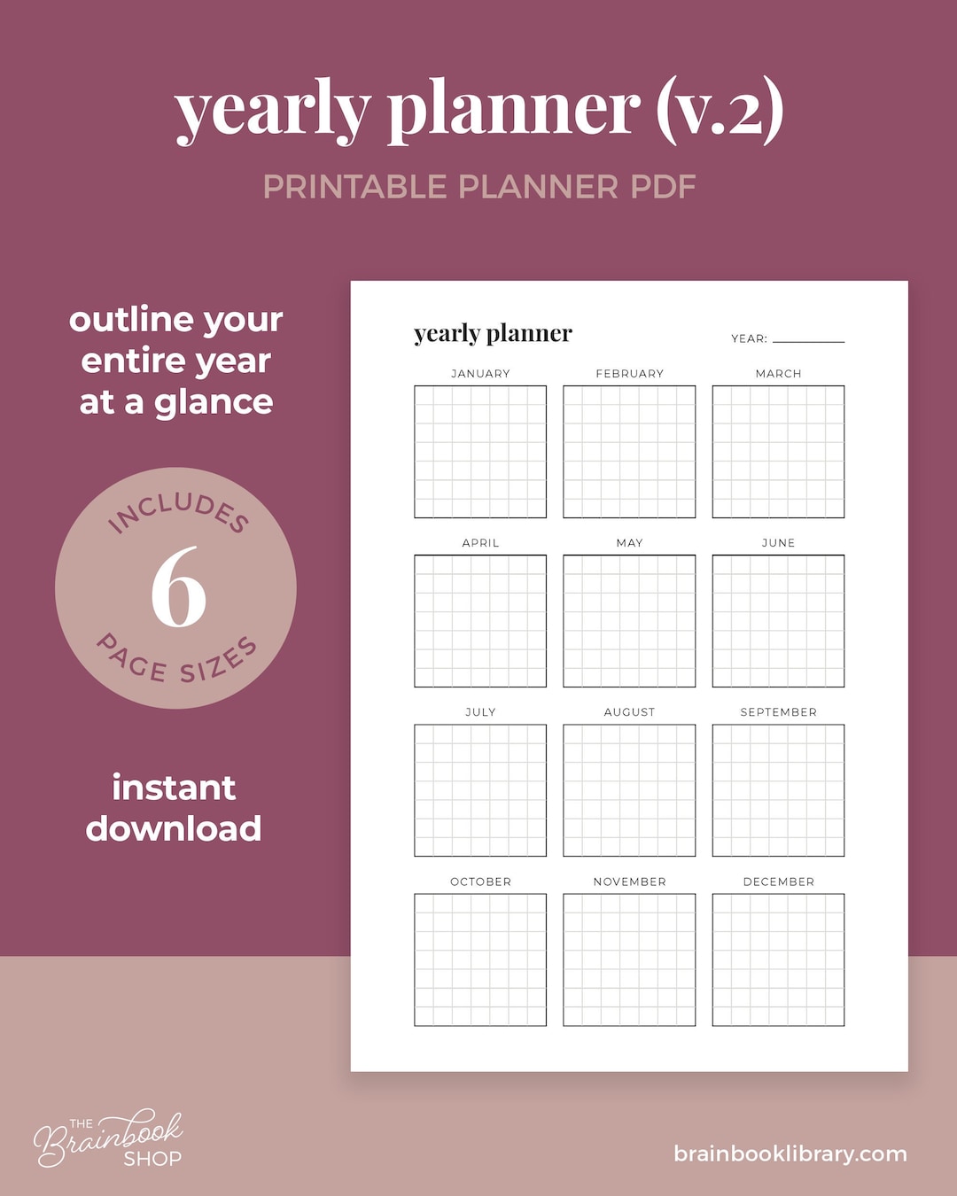 Yearly Planner, Year at a Glance, Important Dates, Plan Your Year, Year ...
