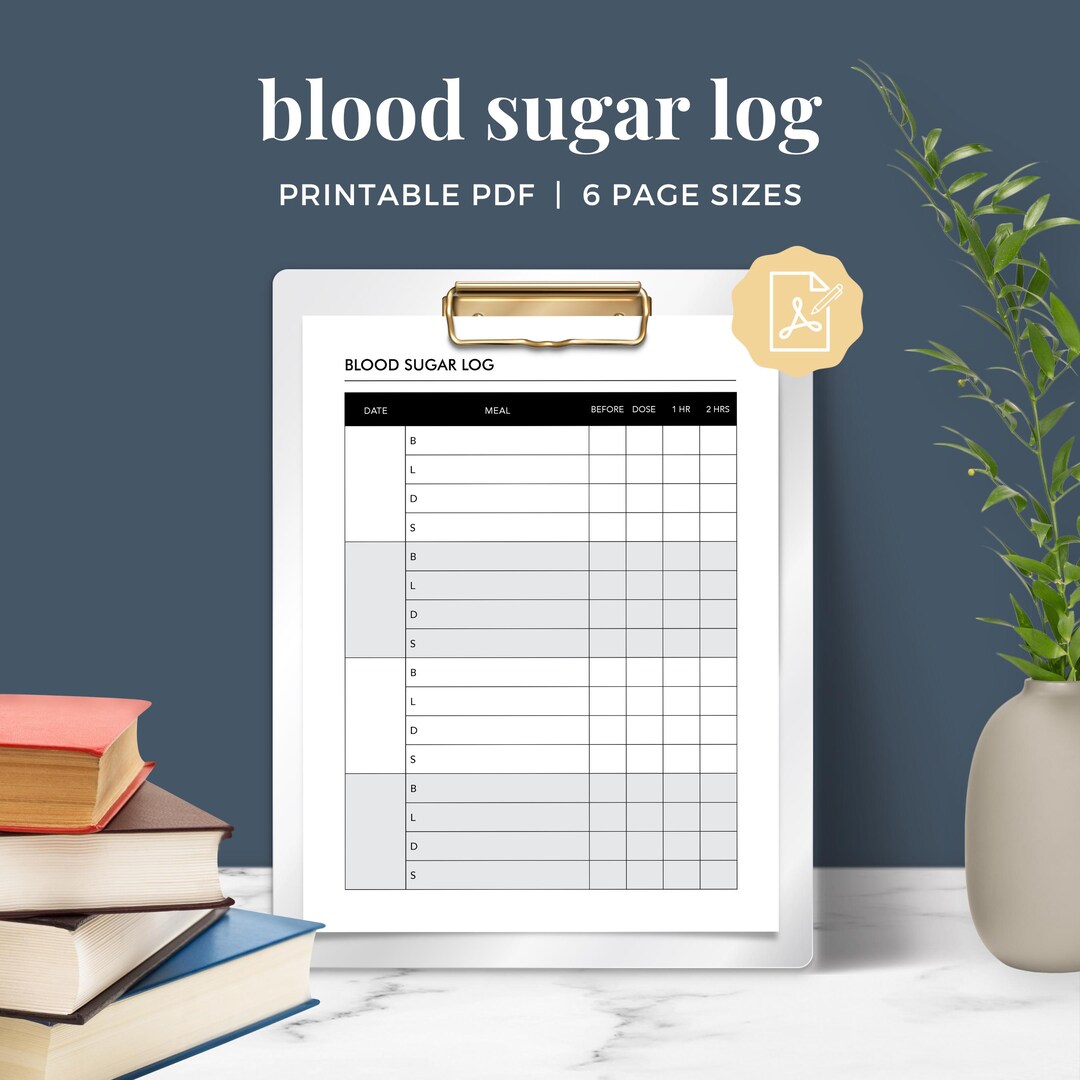 Blood Sugar Daily Log, Health Printable Tracker, Bullet Journal ...
