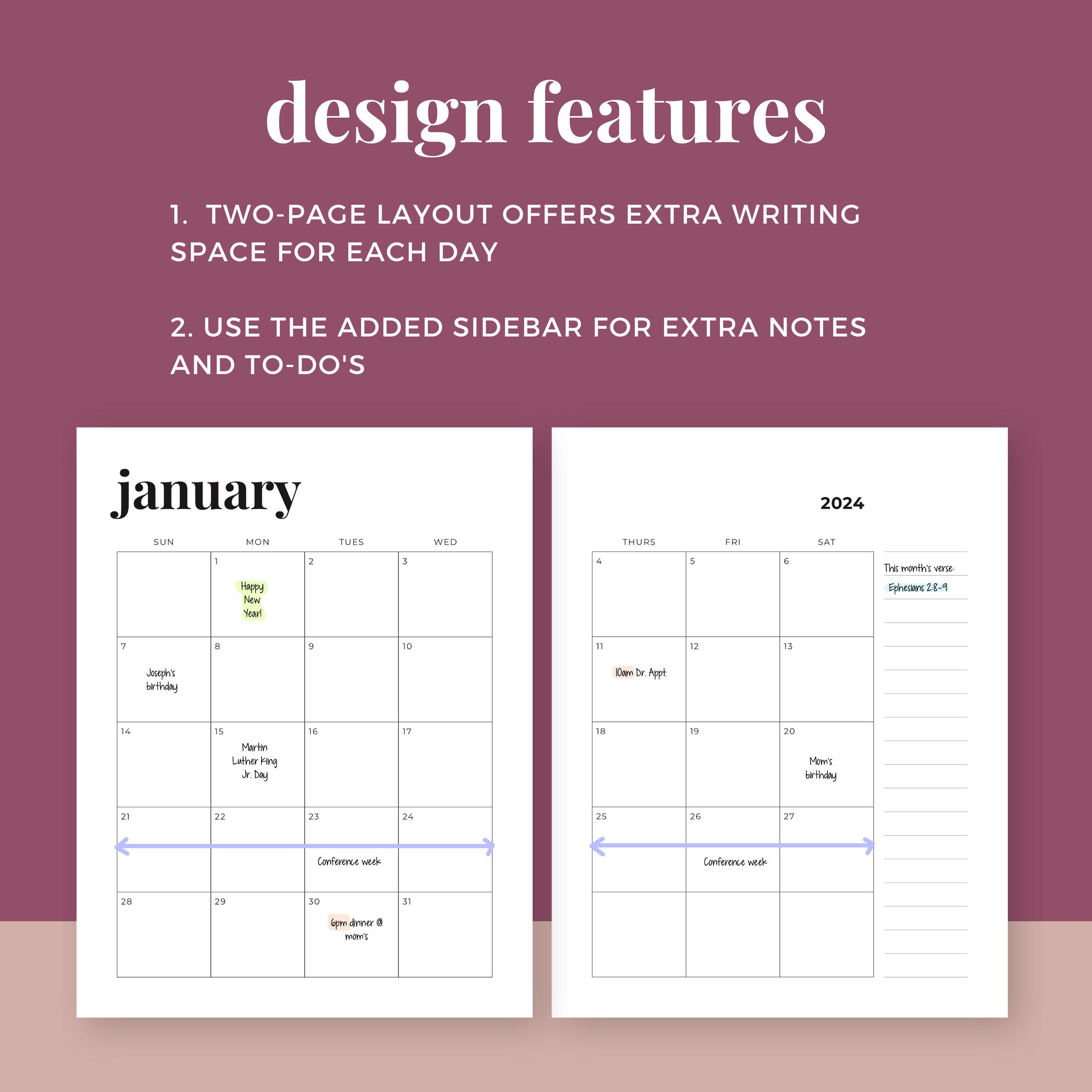 Editable 2023 Calendar 2024 Calendar 2024 Monthly Planner