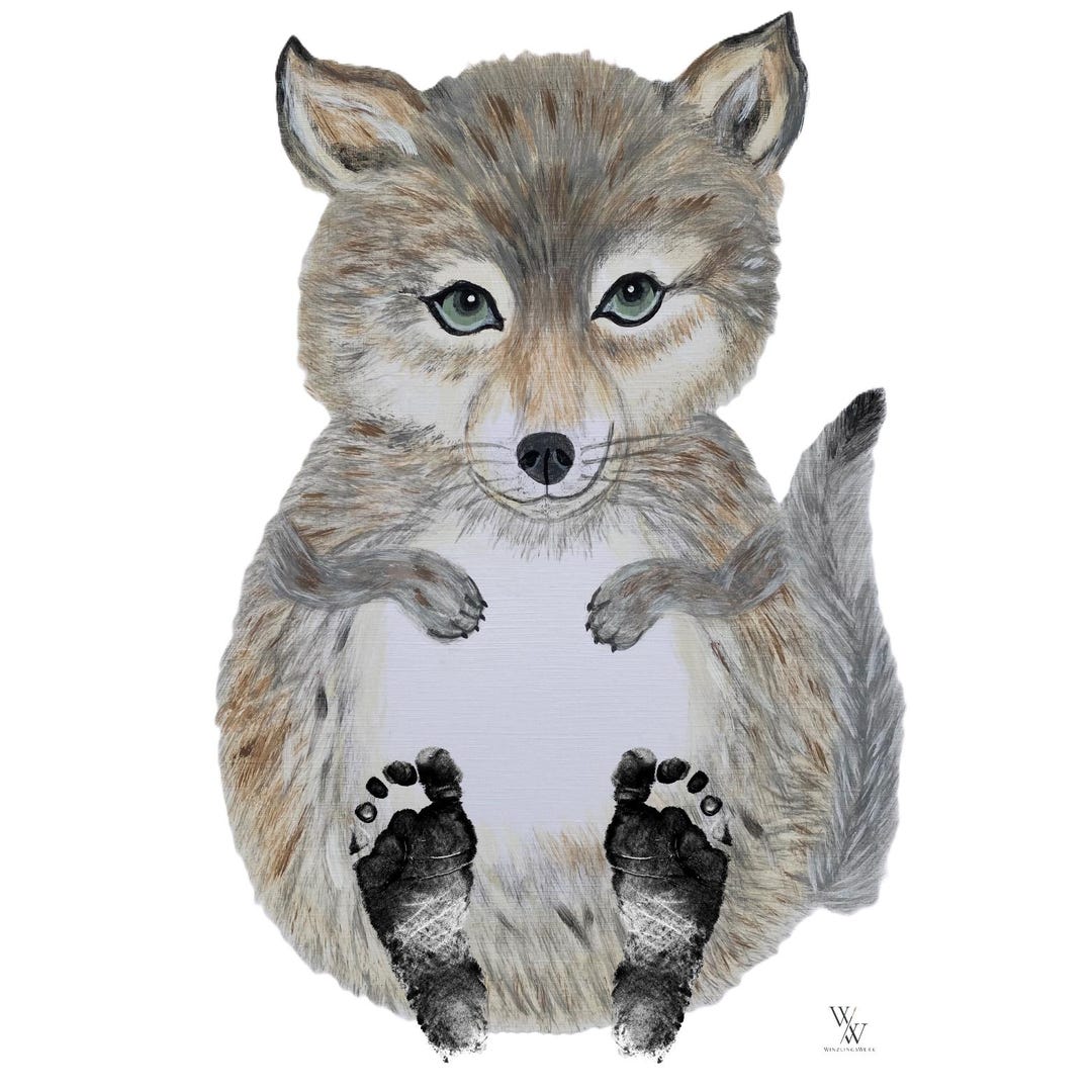 Wolf I Baby Footprint Handprint Poster Download | Animal Poster ...