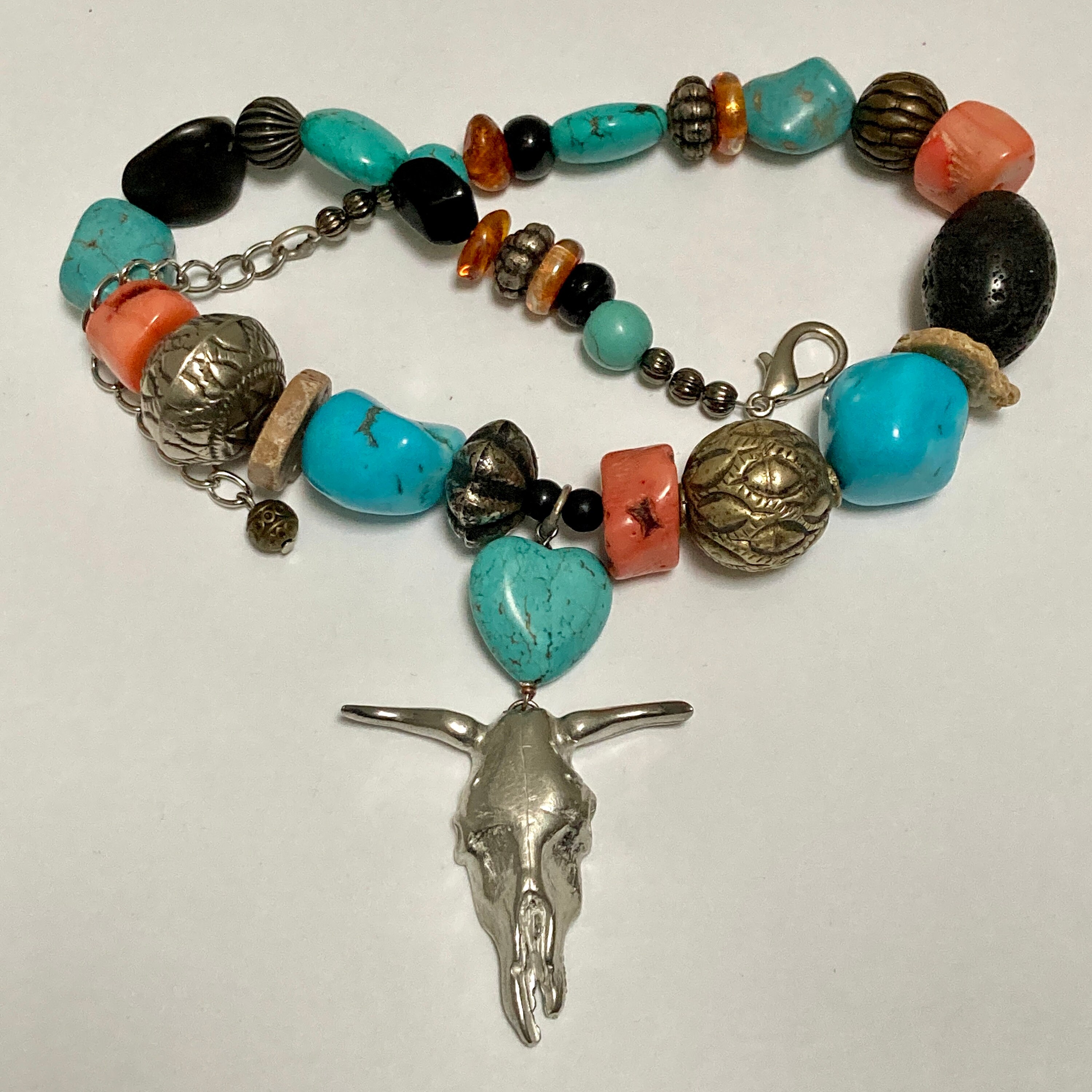Georgia Okeeffe Inspired Choker. Upcycled Skull, Destash Turquoise ...