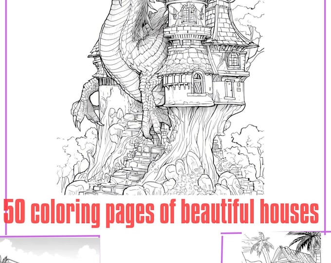 Colouring Pages , Beautiful Houses, Architecture , Designs, Colouring ...