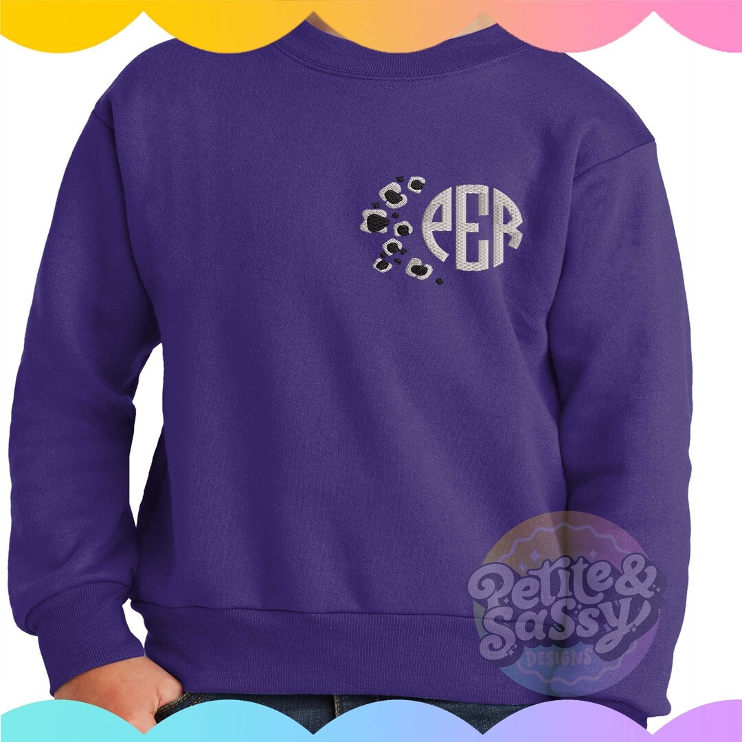 Embroidered Monogrammed Kids Crew Neck Sweatshirt, Personalized ...