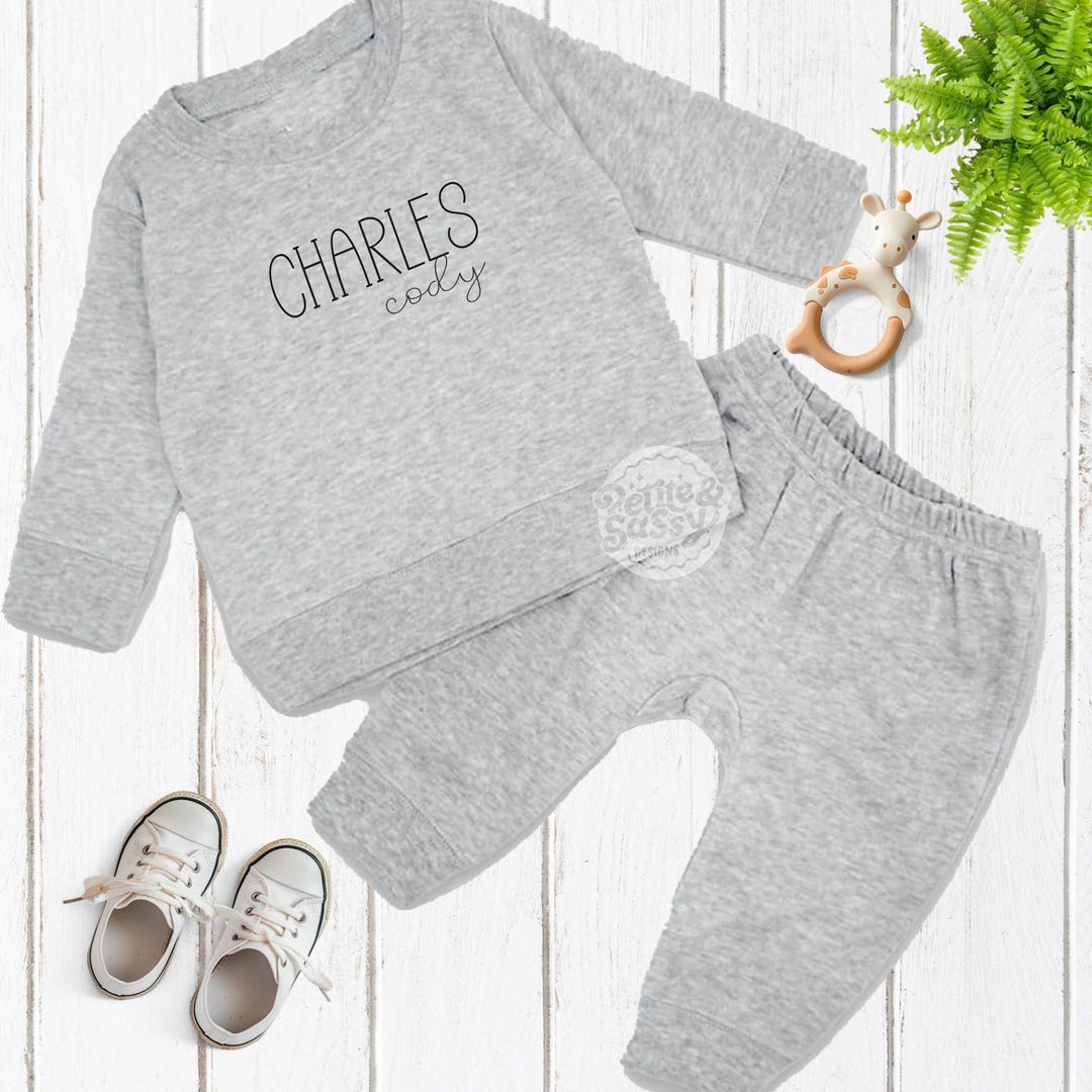 Personalized Baby Jogger Set in Heather Gray - Etsy