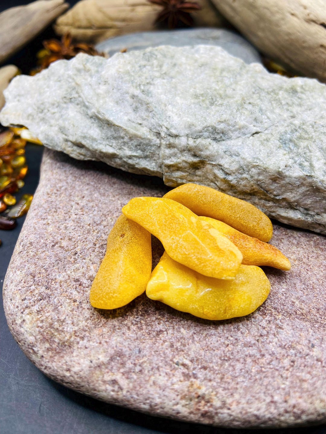Butterscotch Raw Amber Nuggets, a Bulk of 5 Baltic Amber Yellow Pieces ...