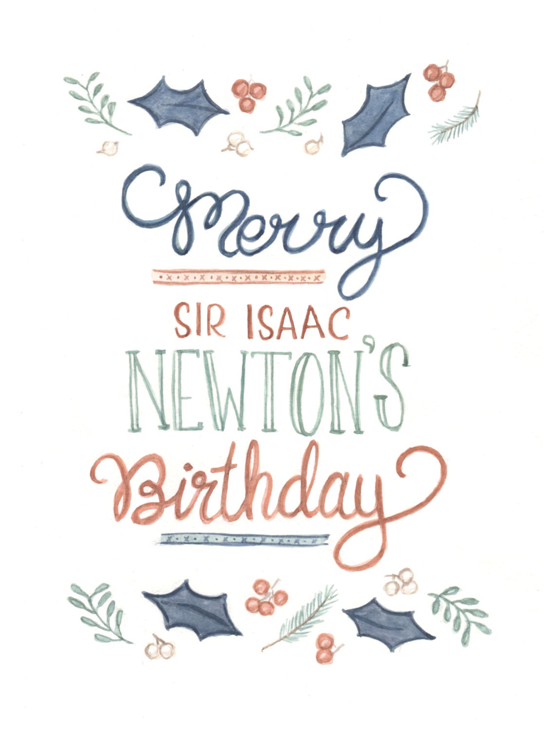 Merry Sir Isaac Newton's Birthday Atheist Christmas Card | Etsy