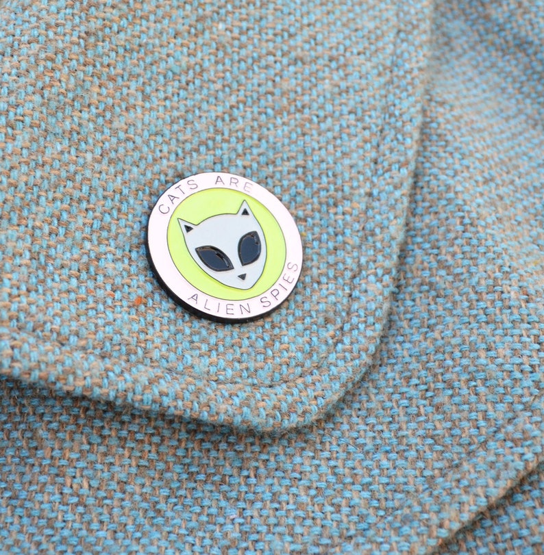 Cats Are Alien Spies Enamel Lapel Pin Funny Enamel Pin UFO | Etsy