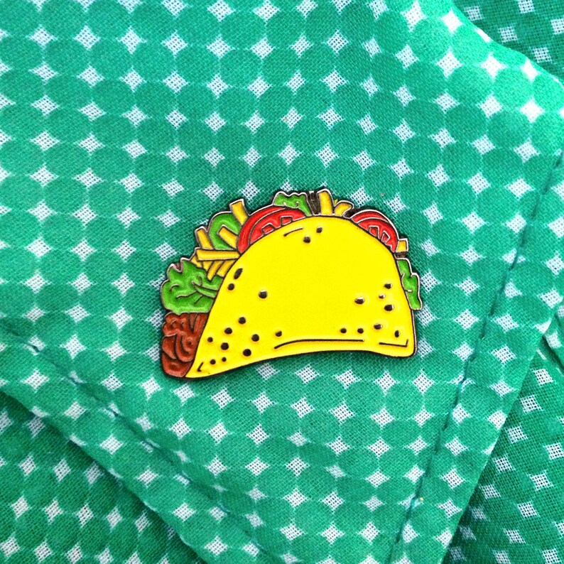 Taco Enamel Pin Lapel Pin Taco Illustration Beef Cheese | Etsy