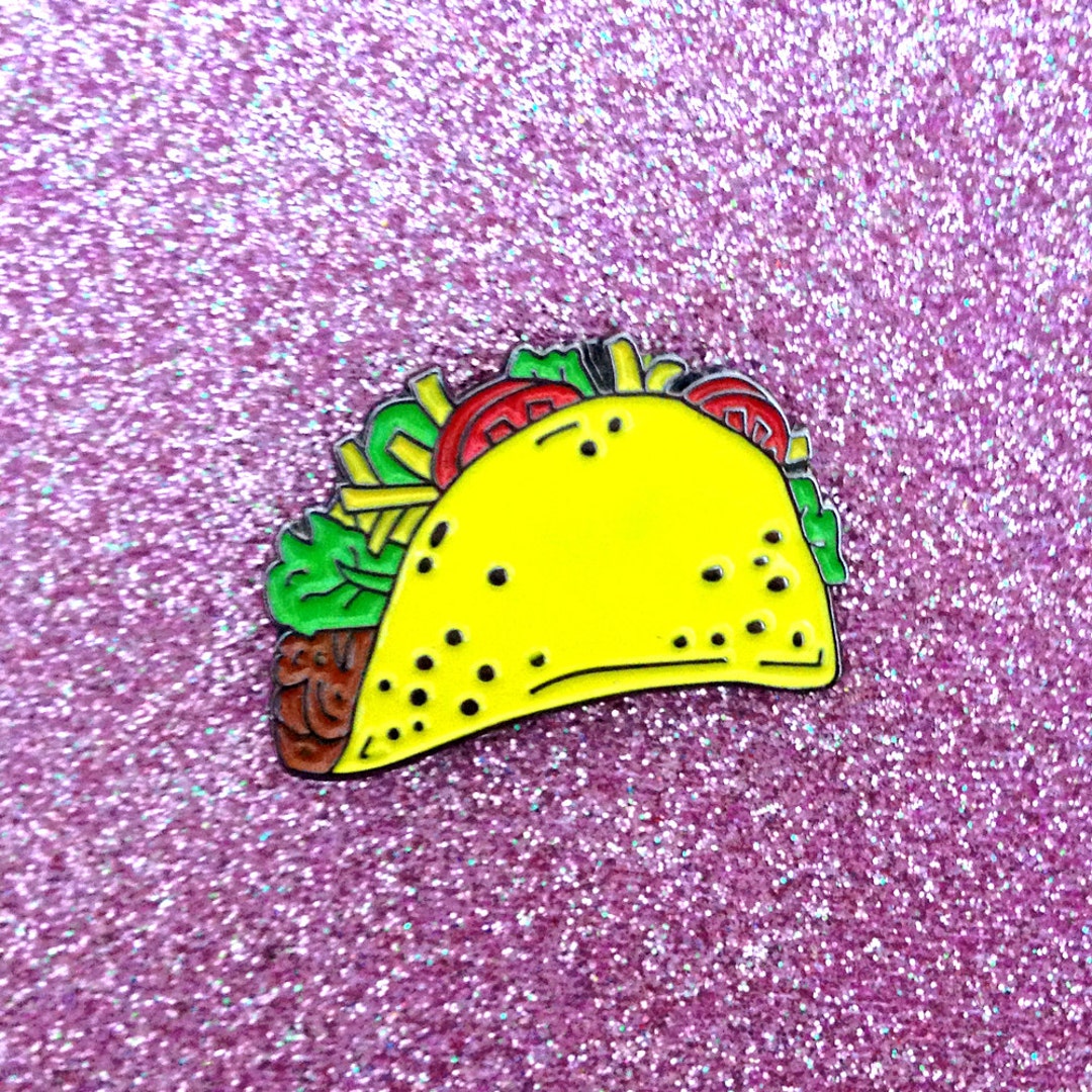 Taco Enamel Pin - Lapel Pin Taco Illustration - Beef Cheese Lettuce ...