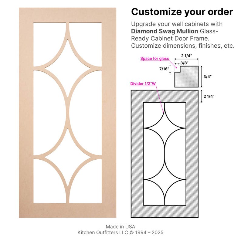 Diamond Swag Mullion Glass-ready Cabinet Doors - Etsy