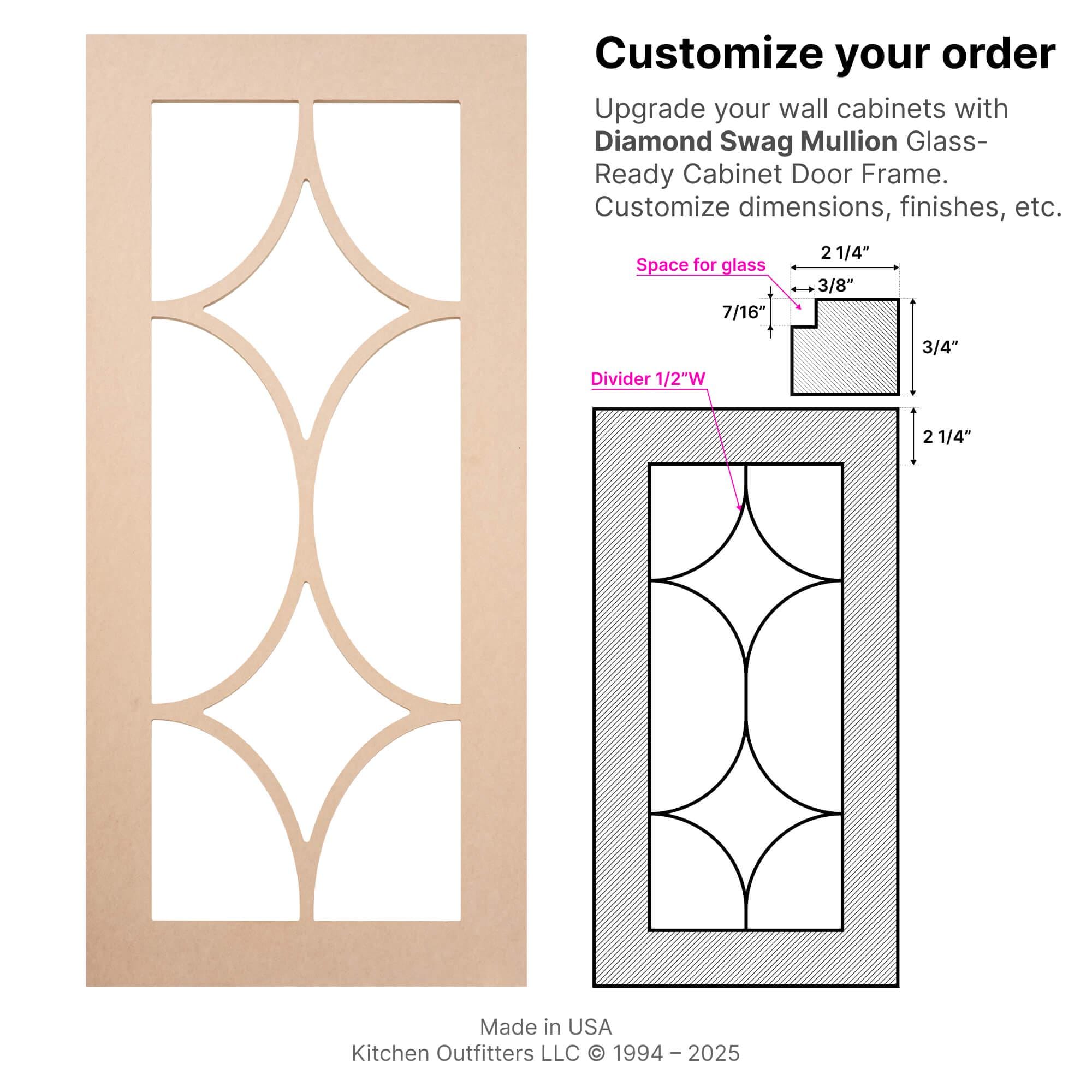 Diamond Swag Mullion Glass-ready Cabinet Doors - Etsy